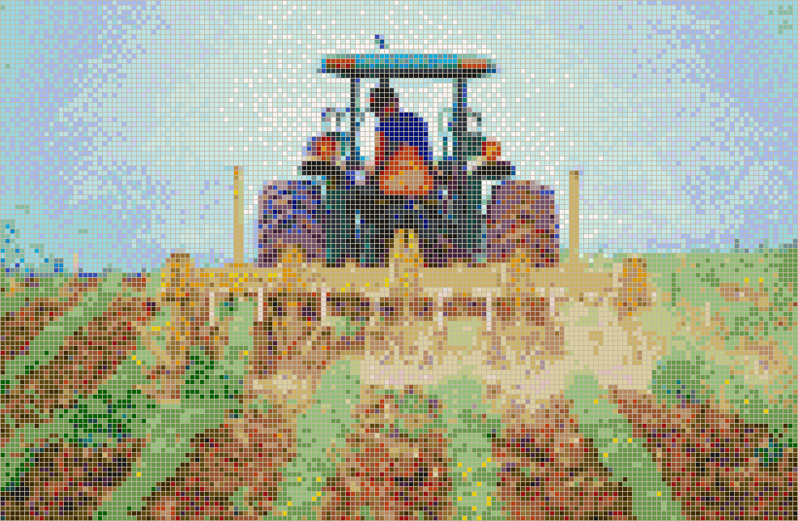 Tractor Cultivating Soybeans Mosaic Tile Art tractor-cultivating-soybeans-mosaic-tile-art